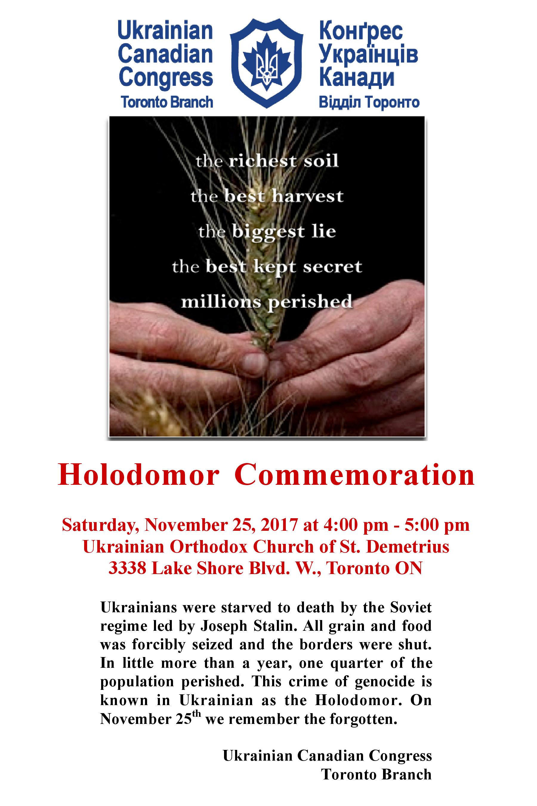 UCC Toronto - Holodomor Commemoration 2017