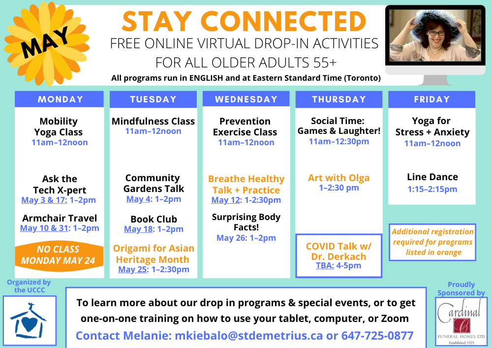 UCC Toronto - May Online Drop–In Programming "Stay Connected" for Older ...